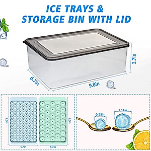 ZUJOE Ice Cube Tray, Ice Trays for Freezer With Lid and Bin Circle Ice Cube Mold Maker Round Ice Mold Cooling Cocktails, Whiskey, Tea, Coffee(3 Pack ice trays)