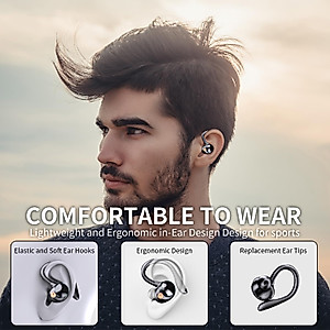Wireless Earbuds Bluetooth Headphones Sport Bluetooth 5.3 Earbuds with 120H Playtime Dual LED Battery Display with Earhook IPX7 Waterproof for Workout/Gym/Running Black