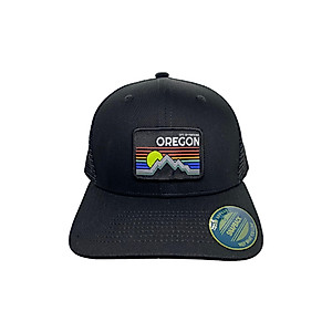 Trucker Hat - Oregon Cap with Vintage Syle Patch (Black/Black)
