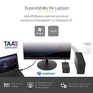 StarTech.com Thunderbolt 3 PCIe Expansion Chassis, External Enclosure With One PCI Express Slot for Laptops / Desktops, TAA