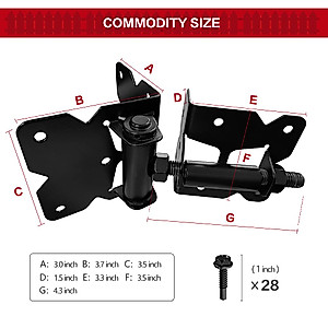 Self Closing Gate Hinges-Usumairu Heavy Duty Gate Hinges for Wooden Vinyl PVC Fence,90 Degree Adjustable Hinges Outdoor,Gate Hardware Kit with 28 Durable Screws and Swing Adjuster Tool-Black