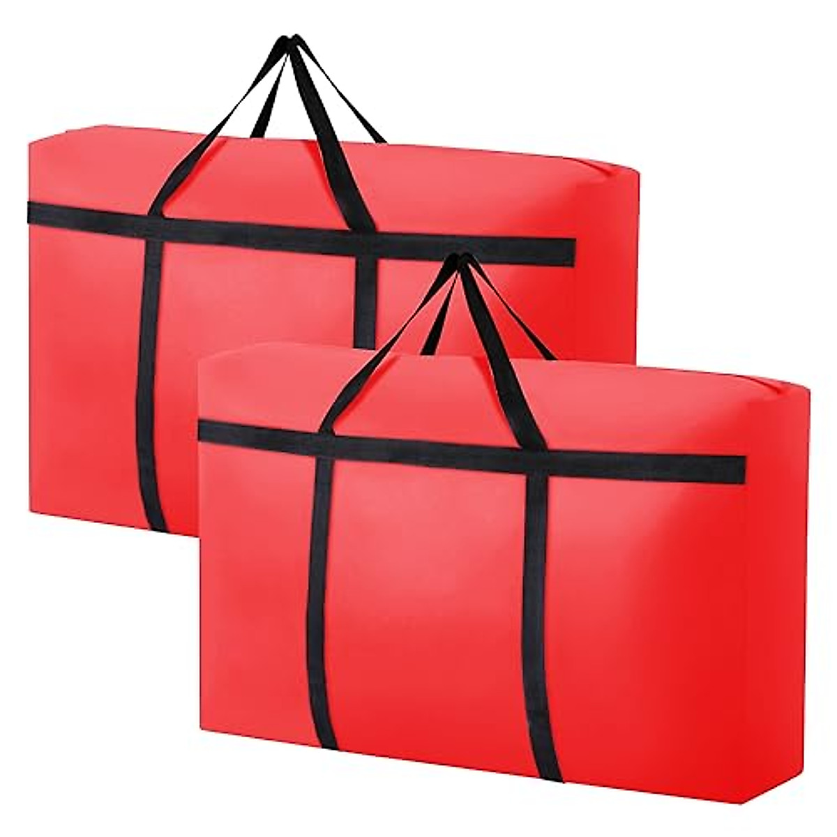 CIVJET 2 Pack Moving Bags Heavy Duty Extra Large with Strong Zippers, Storage Totes Bag with Handles for College Students, Moving Supplies & Boxes for Clothes, Storage Containers for Camping (Red)