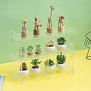Sumerflos 3-Tier Acrylic Tabletop Display Shelf, Modern Clear Display Stand, Sturdy Storage Shelves for Toy, Makeup, Perfume, Spice