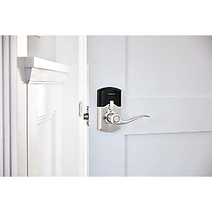 Kwikset 99170-001 SmartCode 917 Keypad Keyless Entry Traditional Residential Electronic Lever Deadbolt Alternative with Tustin Door Handle and SmartKey Security, Satin Nickel