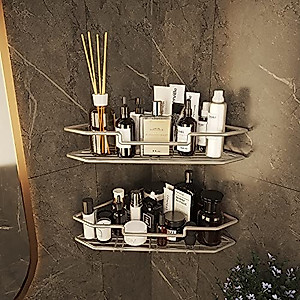 WESTREE Corner Shower Caddy Shelf Bathroom - No Drilling Traceless Adhesive Bathroom Storage Organizer, 2-in-1 Shower Holder Organizer Kitchen Shelves for Bathroom Kitchen