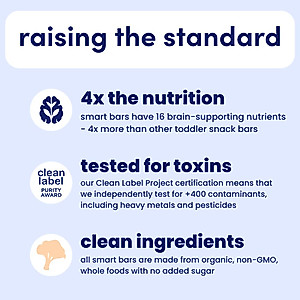 Cerebelly Toddler Snack Bars – Organic Apple Kale Smart Bars (Pack of 5), Healthy Snack Bars for Kids - 16 Brain-supporting Nutrients