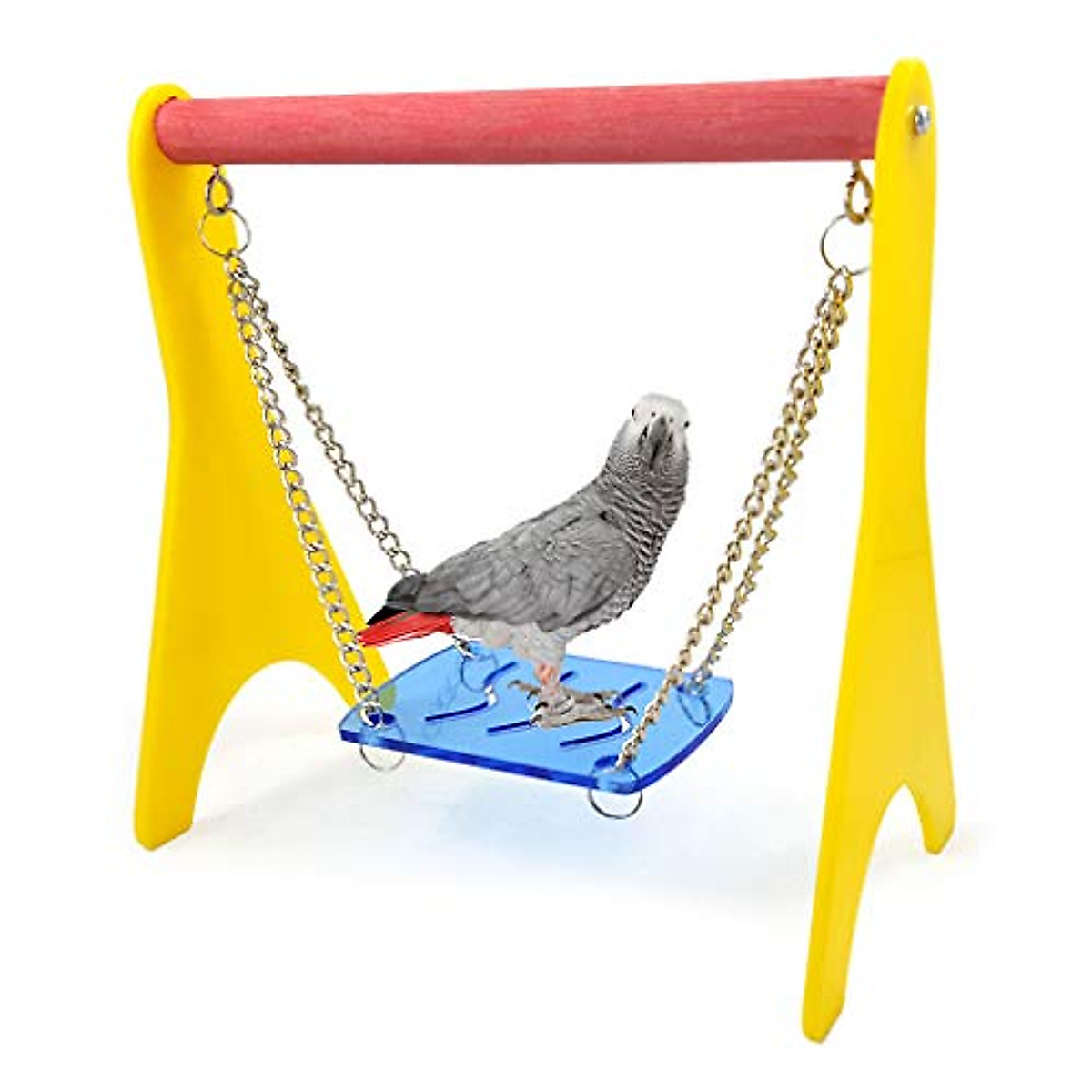 Lanema Bird Swing Baby Chick Toy Acrylic Swing Toy with Hanging Chain Perch Cage for Parrot