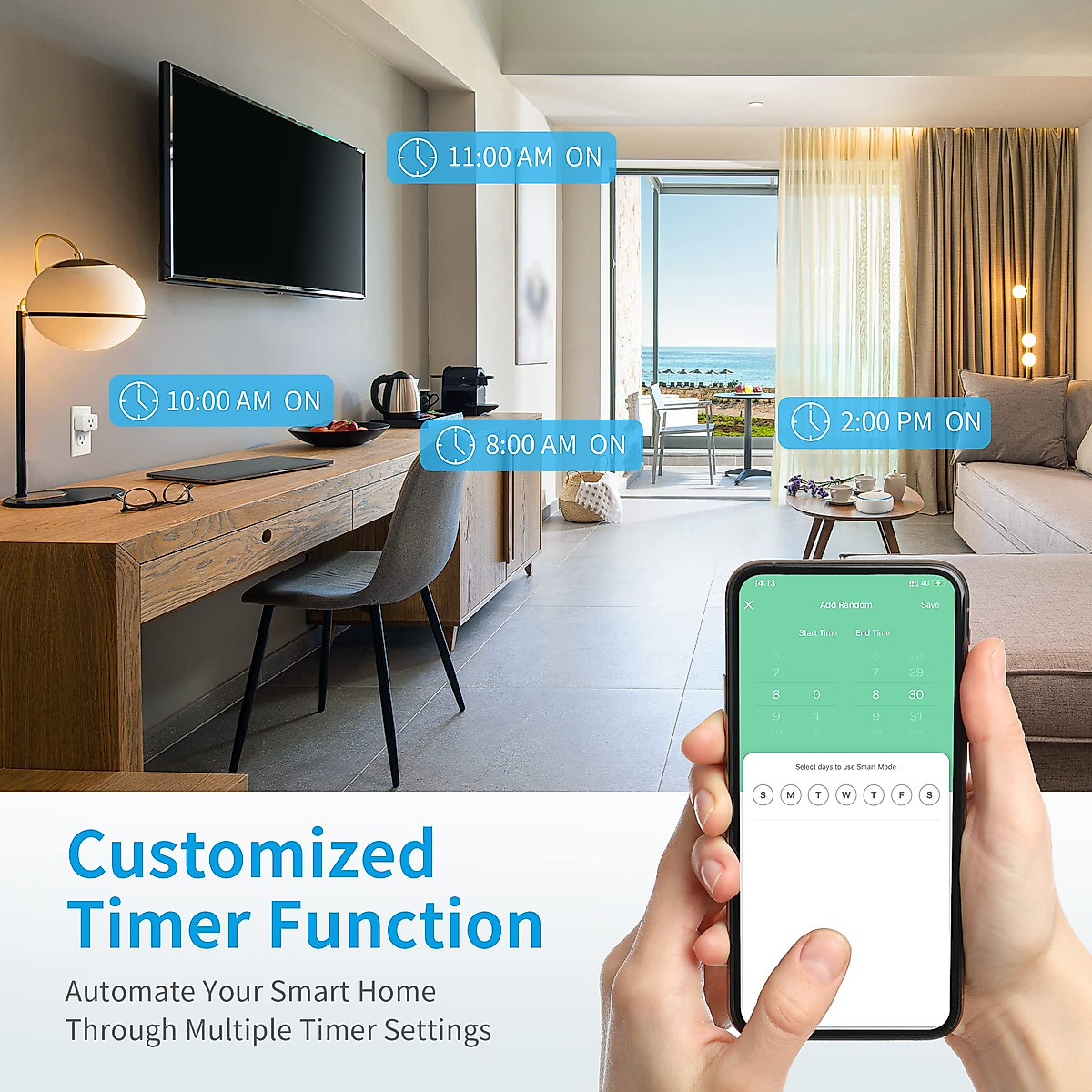 Syantek Smart Plug, Smart Home WiFi Outlets Compatible with Alexa and Google Assistant for Voice Control, Remote Control, Timer Function, No Hub Required, 2.4GHz WiFi Only, FCC Certified (2 Pack)