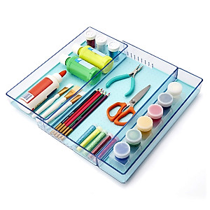 Copco Basics Expandable Drawer Organizer, 13 x 11 x 1.9-Inch, Aqua Sky