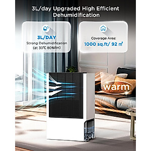 Dehumidifier for Basement with Drain Hose, EasyAcc 2024 Newly [ Rotary 10X Fast Dehumidification/1500 Sq. Ft/Timer/3000ml Per Day] 2 Modes Quiet Portable Dehumidifier for Bedroom Bathroom Large Room