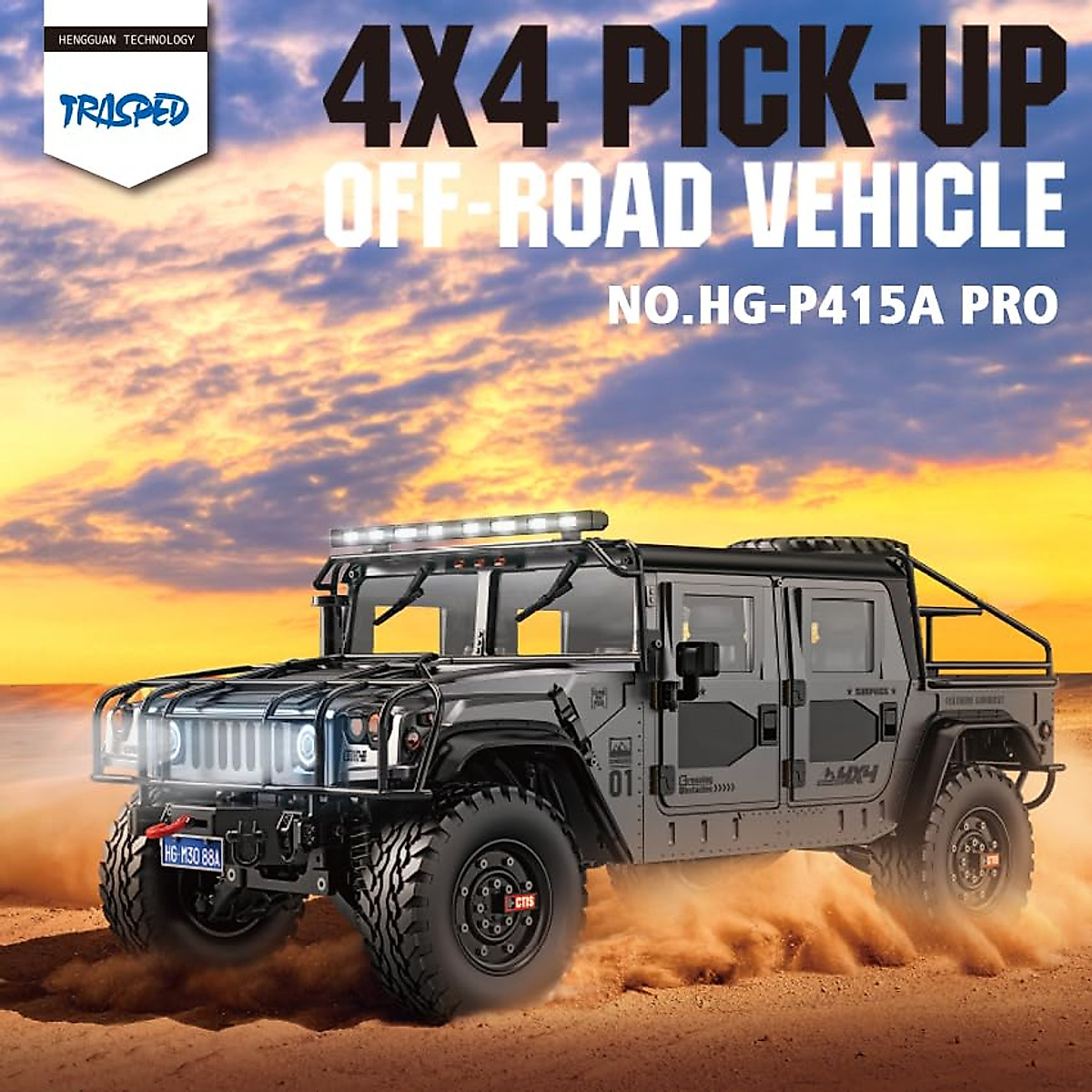 TOUCAN RC HOBBY HG 1/10 P415A RC Off-Road Vehicle for 4x4 Hummer Pick-up Crawler Car Sound Light Black