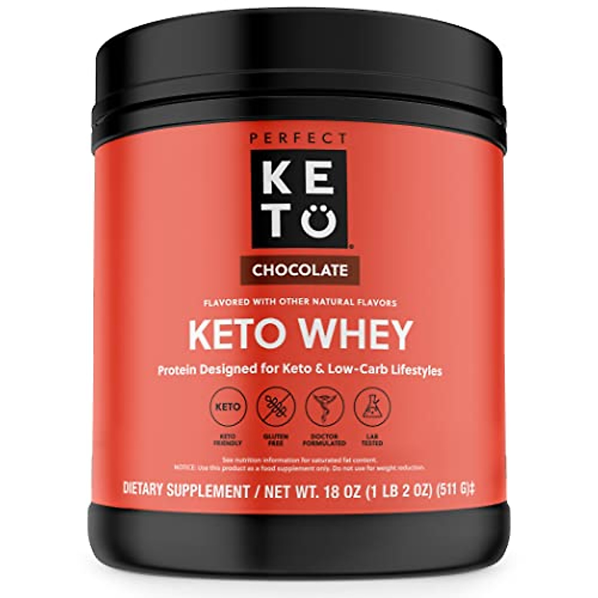 Perfect Keto Pure Whey Protein Powder Isolate Delicious 100% Grass Fed Meal Replacement Shake No Artificials, Gluten Free, Soy Free, Non-GMO (Chocolate)