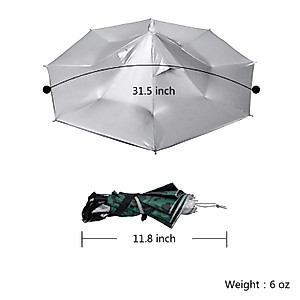 Umbrella Hat, Sun Rain Cap Colorful Folding Umbrellas Headwear 23” Beach, Party, Outdoor, Fishing, Hunting and Gardening, UV Protection for Adults and Kids