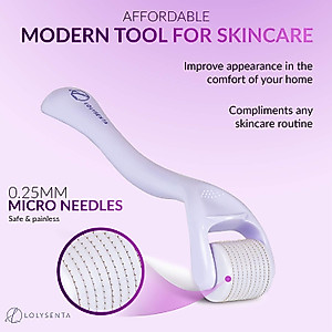 Lolysenta Derma Roller 0.25mm, Titanium Microneedle Roller for Face, Microdermabrasion Facial Roller, Microneedling Dermaroller, Includes Storage Case