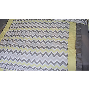 BabyFad Elephant Yellow Chevron 9 Piece Baby Crib Bedding Set 100% Cotton