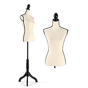 HOMBOUR Female Mannequin Body, Sewing Mannequin Torso Dress Form, Adjustable Mannequin with Stand for Sewing Dressmaker Jewelry Display, Beige