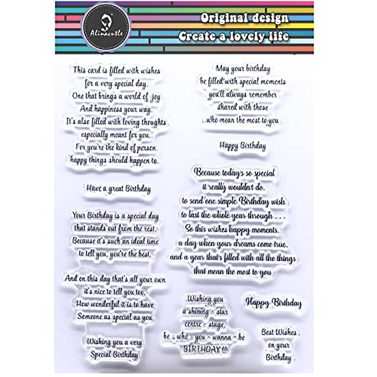 Alinacutle This Card is Filled with Wishes Craft Clear Stamps Happy Birthday Sentiments Stamps, Paper Craft Silicon Stamp for Scrapbooking/Card Making/Paper Art