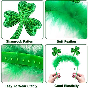 KOLONAMS St.Patrick's Day Headbands Green Shamrocks Hairband with Sequins Glitter Irish Hair Hoop Hat Parade Party Costume Hair Accesories for Saint Patrick's Party Favor Gift Cosplay