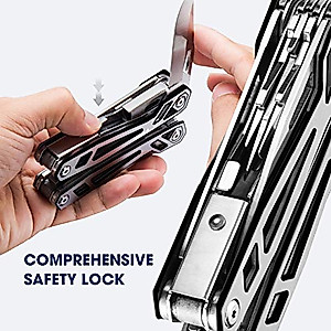 BIBURY Multitool Pliers, Multi-Purpose Pocket Knife Pliers Kit, 420 Durable Stainless Steel Multi-Plier Multi-tool for Survival, Camping, Hunting, Fishing, Hiking, Gifts for Dad Men Him