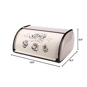PENGKE Bread Box,Stainless Steel Bread Box for Kitchen,Metal Bread Bin with Lid,Bread Storage Bread Holder for Counter,Pack of 1