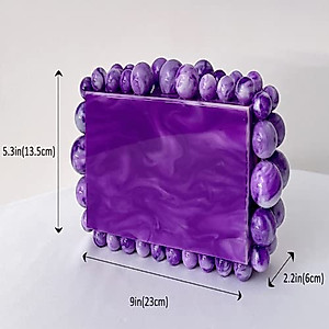 Acrylic Evening Clutch Bag for Women Pearl Acrylic Clutch Bag Glitter Marble Purse Handbag for Wedding Cocktail Party Prom (White)