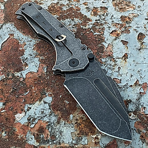 NEWOOTZ AUS-8 Blade Stone Wash Steel Handle Outdoor Camping Pocket Folding Knife EDC Portable Climbing Sharp