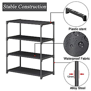 SHELAKET Stackable Small Shoe Rack，Upgrade 4-Tier Kids Shoe Shelf Storage Organizer for Entryway, Hallway and Closet (Black)
