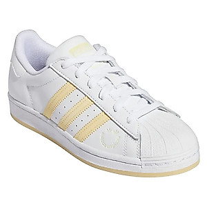 adidas Originals Women's Superstar Low Shoes, Casual Leather Sneakers, Footwear White/Easy Yellow, 6.5
