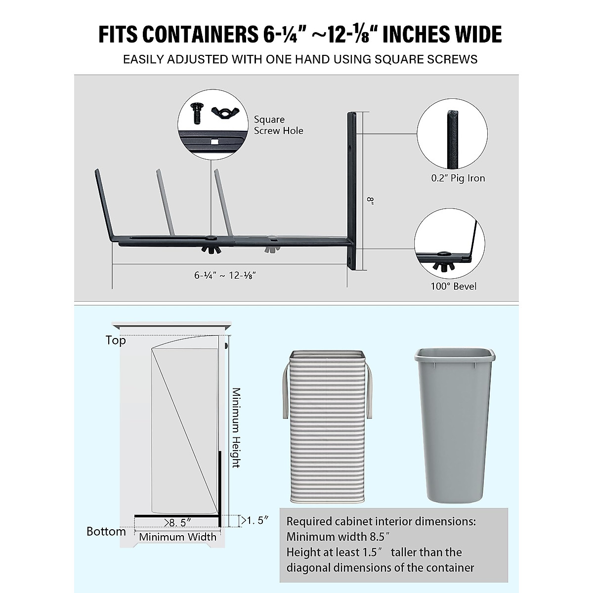 ZRD Tilt Out Trash Can Cabinet DIY Kit for Single Cabinet, Pet Proof Hidden Trash Can Cabinet Conversion Kit, Suitable for Kitchen, Bathroom, Living Room, and Dining Room