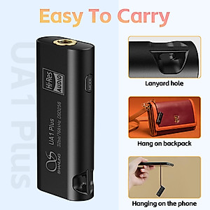 SHANLING UA1 Plus Headphone Amplifier, Portable USB DAC/AMP,Dual 43131 DAC,CT701 USB Receive Chip,Support Up to 768kHZ/32bit,DSD256,80mW@32Ω Output,Android app Control (Black)