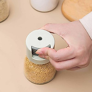 Salt and Pepper Shakers Precise Quantitative Push Type, Quantitative Push Type Sugar Shaker Dispenser (Pink+Beige)