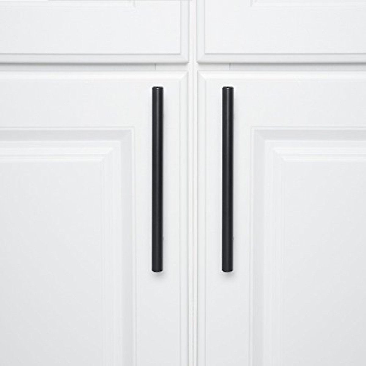 Amazon Basics Euro Bar Cabinet Handle (1/2-inch Diameter), 7.38-inch Length (5-inch Hole Center) - Flat Black, 10-Pack