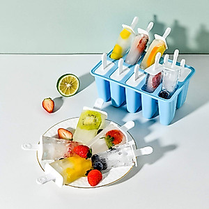 Popsicle molds,10 Pieces Popsicle Molds Silicone BPA Free Ice Pop Easy Release Popsicle Molds，15 sticks Ice Pop Easy Release，Ice Molds
