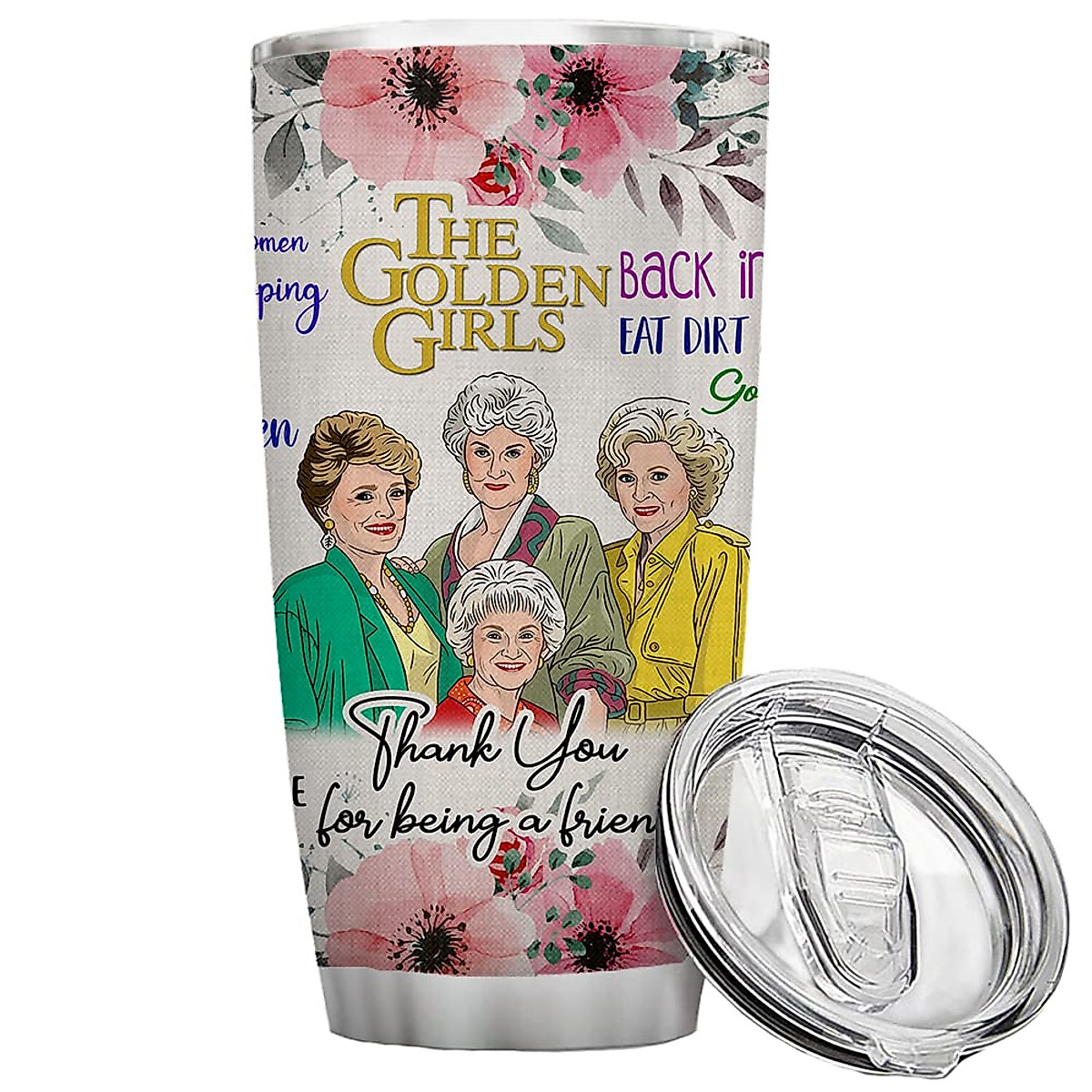 ATHAND 20 oz Golden Girls Tumbler Cups with Lid, Stainless Steel, Double Wall, Insulated Tumblers Travel Coffee Mug, Birthday Christmas Gifts For Women