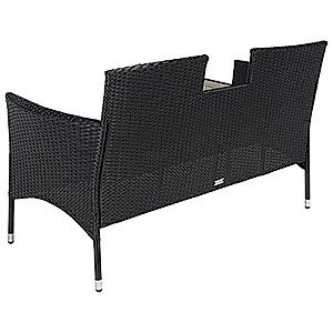 Safavieh Outdoor Collection Viora Wicker Loveseat PAT7710A, Black/White Cushion