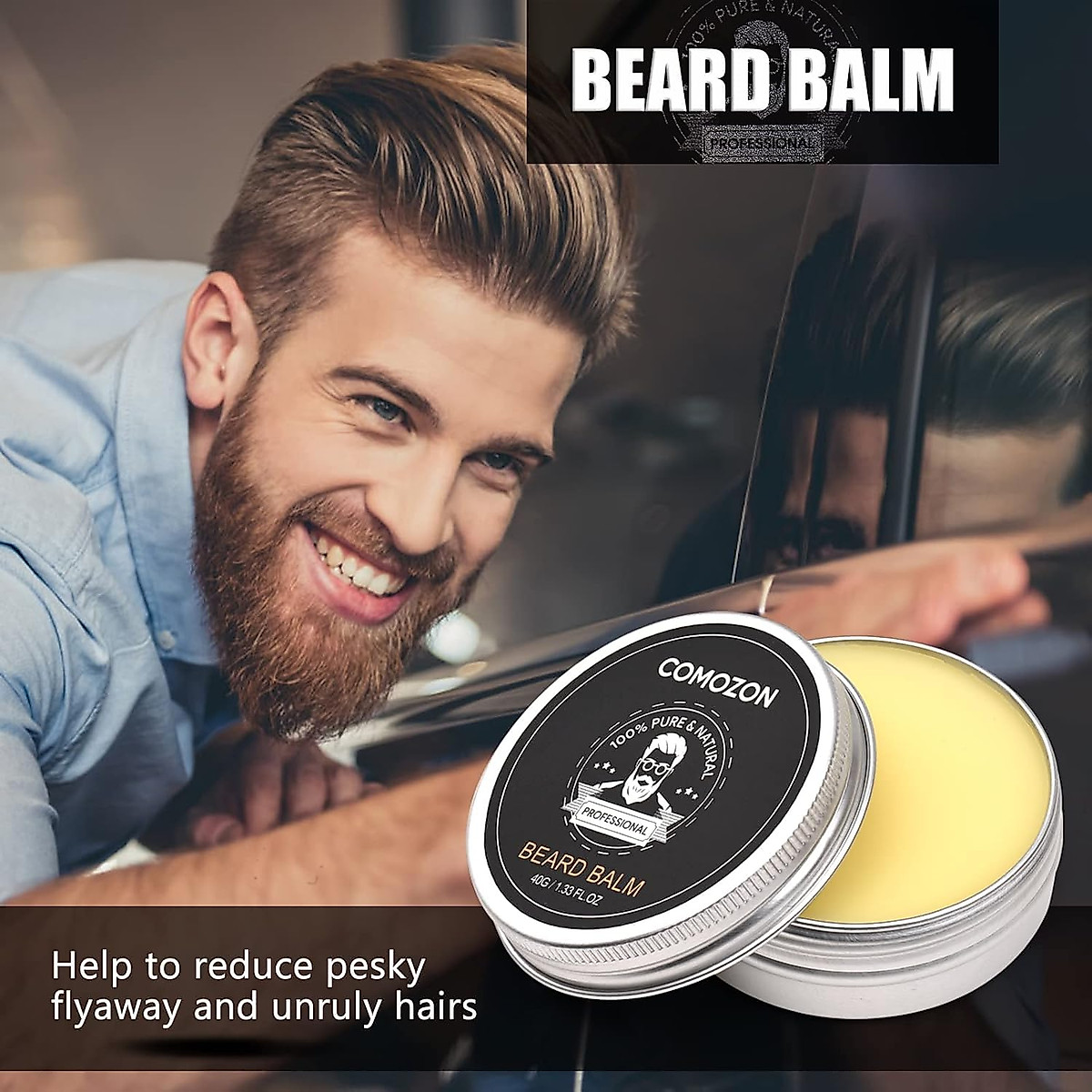 Beard Growth Kit-6 in 1 Beard Grooming Kit with Beard Oil, Beard Balm, Beard Wash, Brush, Comb and Shaving Scissors, Beard Care Kit Gifts for Men Father Dad Husband Boyfriend Brother Son Him