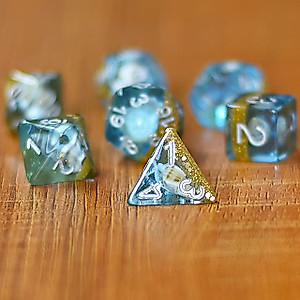 Beach Seashell DND Resin Dice Set for Dungeons and Dragons, D&D, D20, D and D, Polyhedral Resin Dice, Dungeons and Dragons Gifts, Accessories