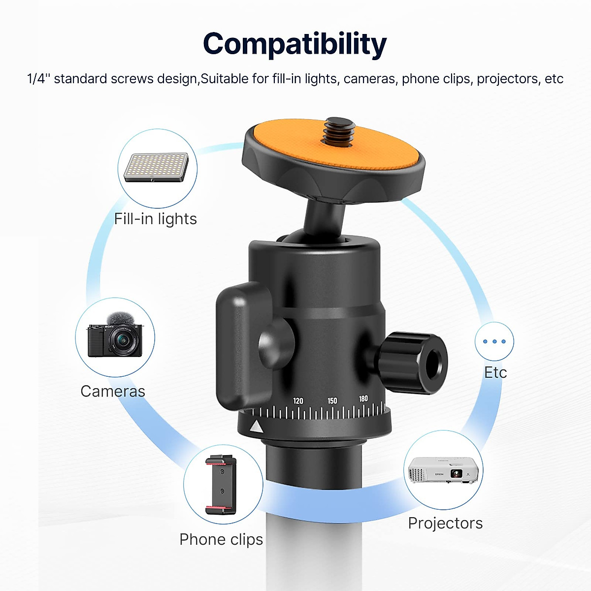 jusmo LS09 Aluminum Projector Floor Stand for Nebula/XGIMI/Other Video Projectors, Mevo Camera Stand, 16.5-34.6inch Adjustable, Compatible with Projector/Camera/Phone/GoPro/Webcam/Lights