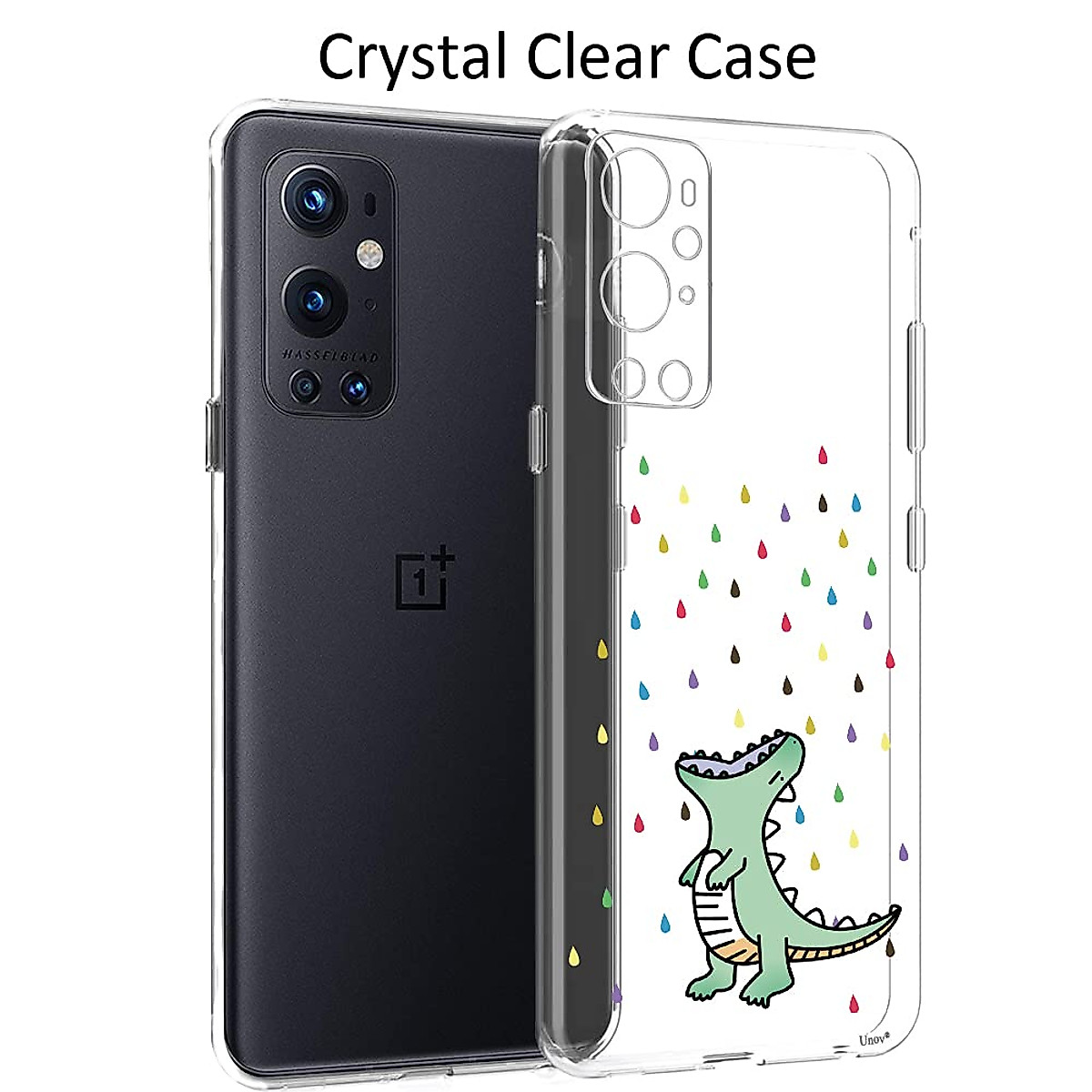 Unov Case Compatible with OnePlus 9 Pro 5G Clear with Design Soft TPU Shock Absorption Slim Embossed Pattern Protective Back Cover OnePlus 9 Pro 5G Case 6.7 inch (Rainbow Dinosaur)