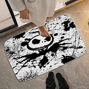 Cartoon Halloween Ghost Graffiti Bathroom Rugs and Mats Sets 3 Piece, Memory Foam Bath Mat, U-Shaped Contour Shower Mat Non Slip Absorbent, Velvet Toilet Lid Cover Washable