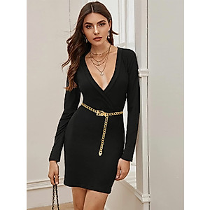 BAOKELAN Chain Belt for Women Chunky Waist Chain Belts for Dresses Gold 110CM