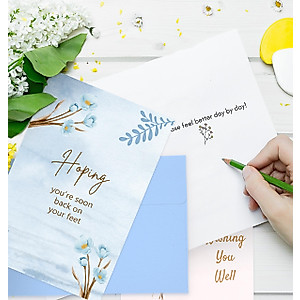 Nihuecne 24 Pack Floral Get Well Cards with Self-adhesive Envelopes, 4"x6" Boxed Prefilled Get Well Soon Greeting Note Cards to Friends, Relatives or Loved One, 24 Unique Designs