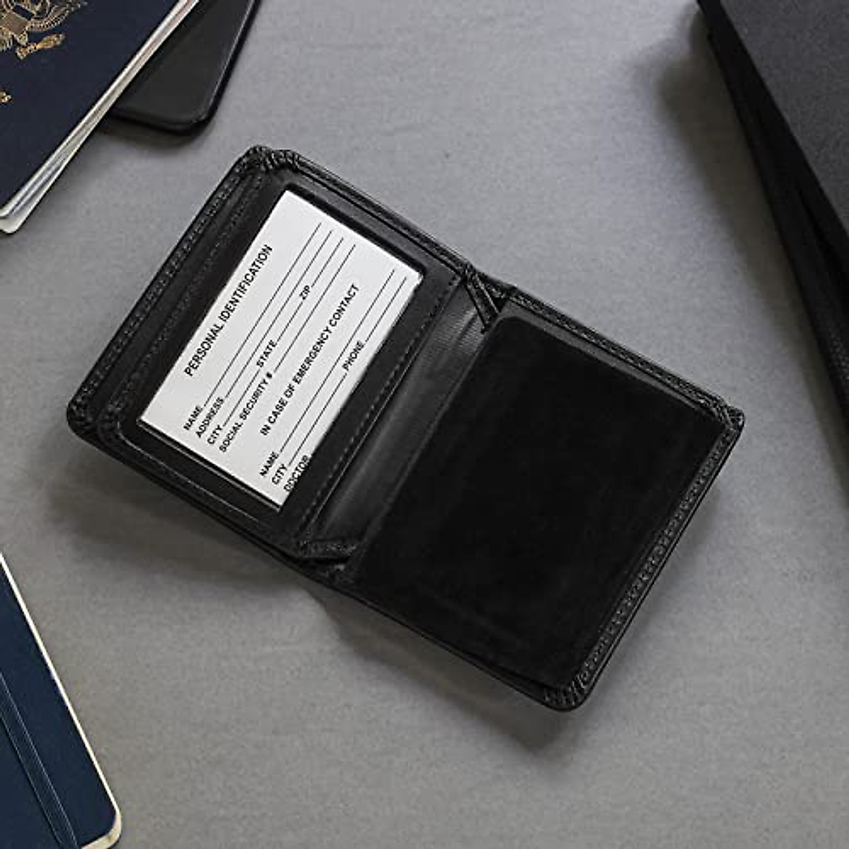 ASR Federal Black Leather Bifold Wallet Police Badge Holder with Removable ID Card Holder, Shield