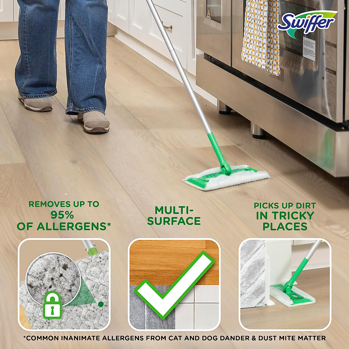 Swiffer Sweeper Dry Sweeping Pad Refills, Hardwood Floor Mop Cleaner Cloth Refill, Gain Scent, 32 Count