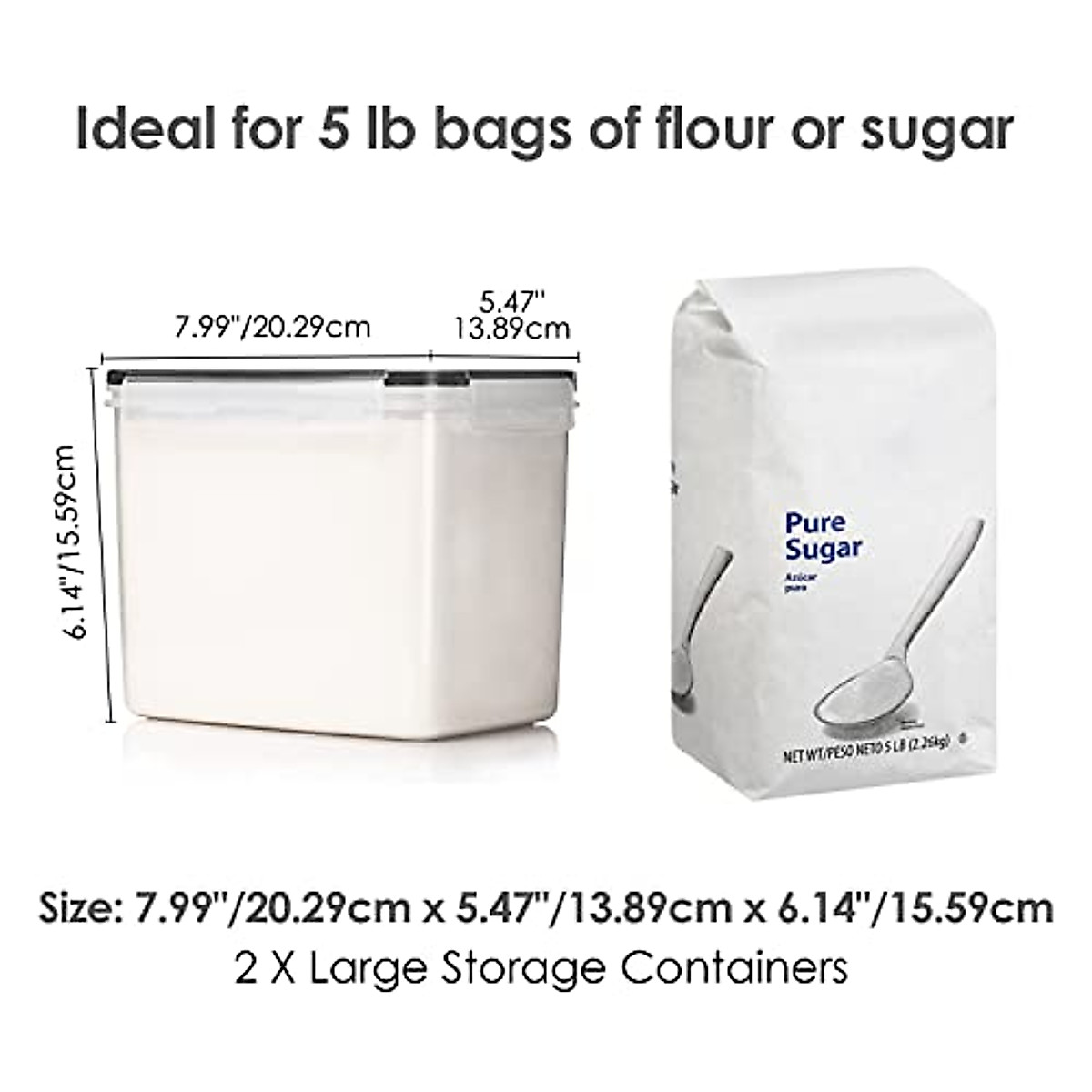 Vtopmart Airtight Food Storage Containers 6 Pieces - Plastic BPA Free Kitchen Pantry Storage Containers for Sugar,Flour and Baking Supplies - Dishwasher Safe - Include 24 Labels, Black