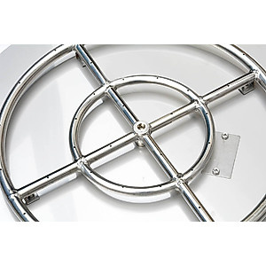 Stanbroil Stainless Steel 30" Round Flat Fire Pit Pan w/24 Fire Burner Ring Installed, BTU 296,000 Max