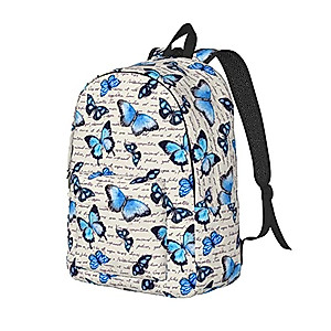 XBFCDN Vintage Blue Butterfly Backpack For Men Women Extra Large Travel Backpacks Fits 17 Inch Laptop