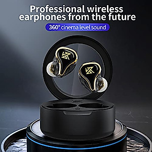 KZ Wireless Earbud Bluetooth in Ear Headphone with Microphone Hybrid Technology Earphone Stereo Sound Headset Touch Control with Charing Case Compatible with Apple&Android (SK10)