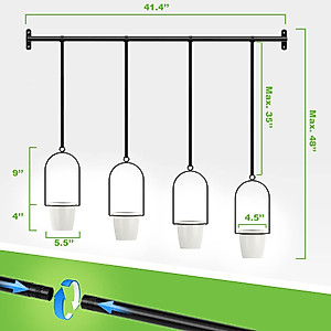 Kcysta Hanging Planters for Indoor Plants, Pull Out Cabinet Organizer, 11.8" -18.1" Width Expandable Cabinet Drawers for Pot and Pan, Kitchen Slide Out Storage Rack, Black