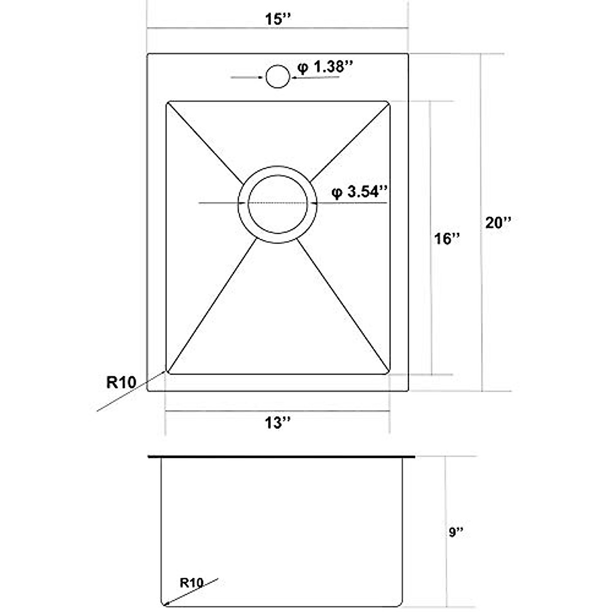 VALISY 15x20 Inch Bar Sink Drop In Kitchen Sink Topmount Stainless Steel Small Workstation Kitchen Bar Sink，Single Bowl Kitchen Sink for Laundry Wet Bar Prep RV Office Outdoor Yard